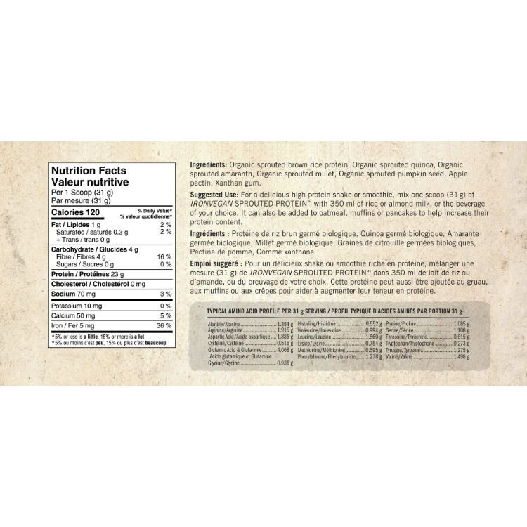 Iron Vegan, Sprouted Protein, French Vanilla, 500g - Lifeplus Natural ...